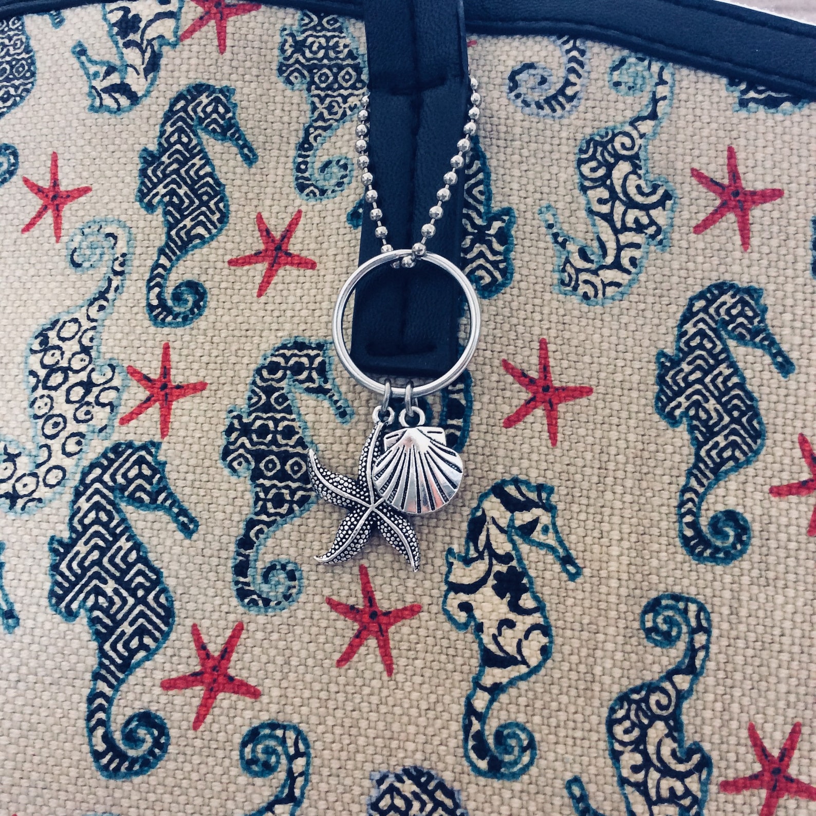 BEACH KEYCHAIN, Beach Charm Key Ring, Starfish Keychain, Seashell ...