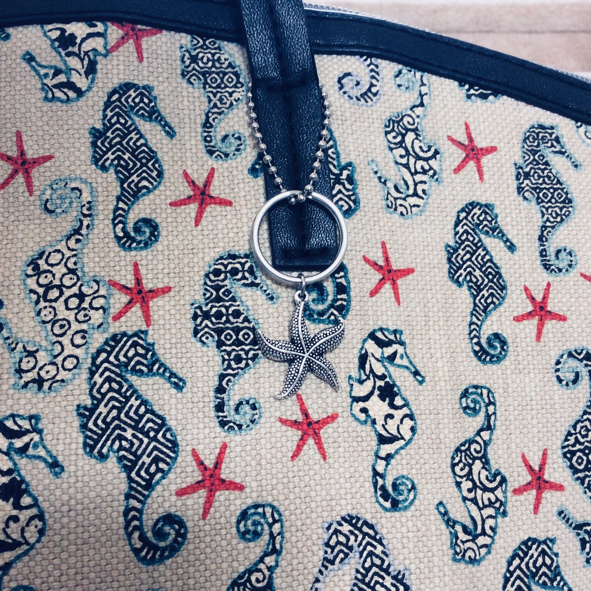STARFISH KEYCHAIN, Sea Star Key Ring, Beach Keychain, Nautical Key ...