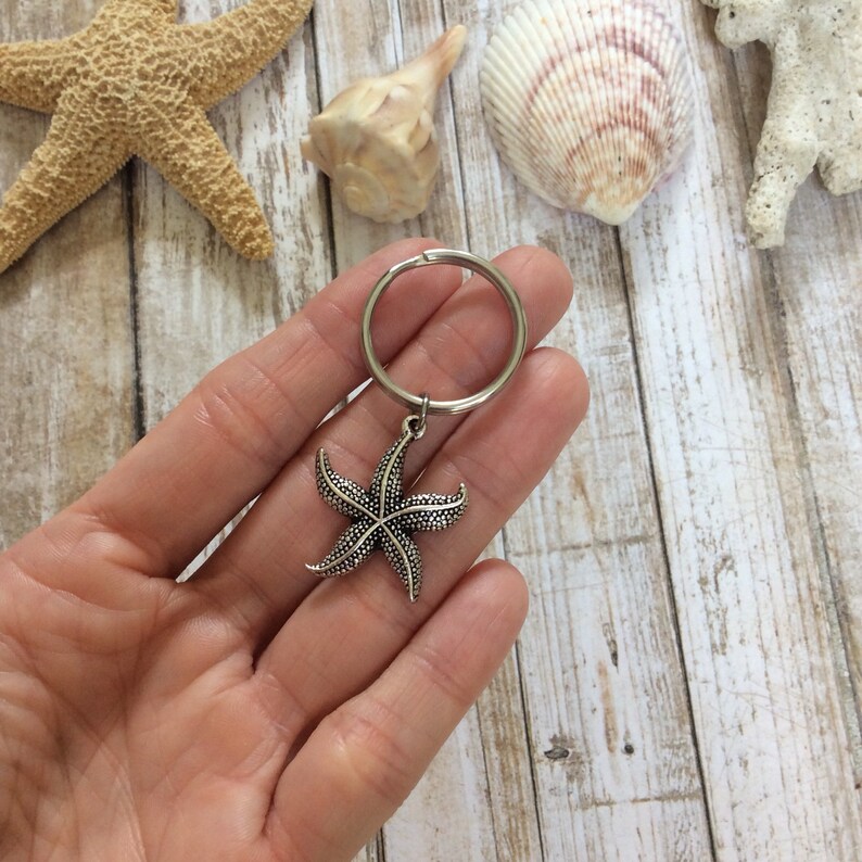BEACH KEYCHAIN, Custom Beachy Keychain, Starfish Key Ring, Seashell ...