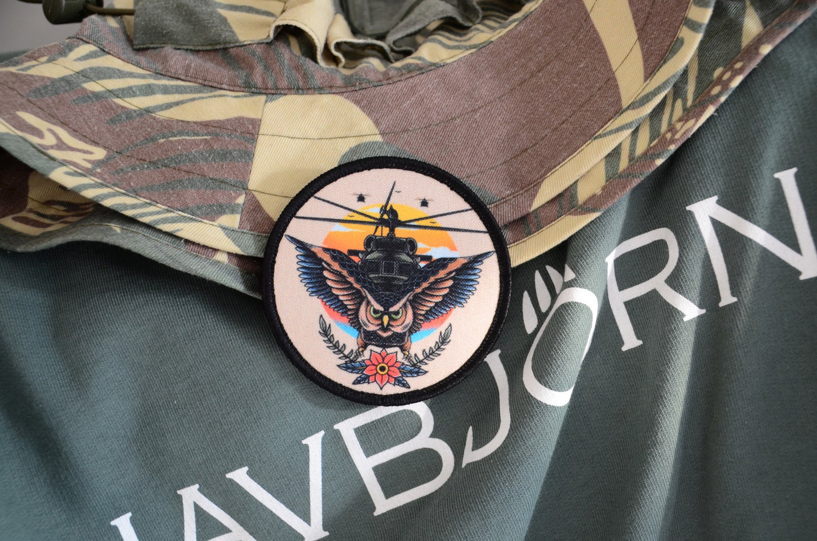 Patch Owl and helicopters Embroidered Patch Tactical morale | Etsy