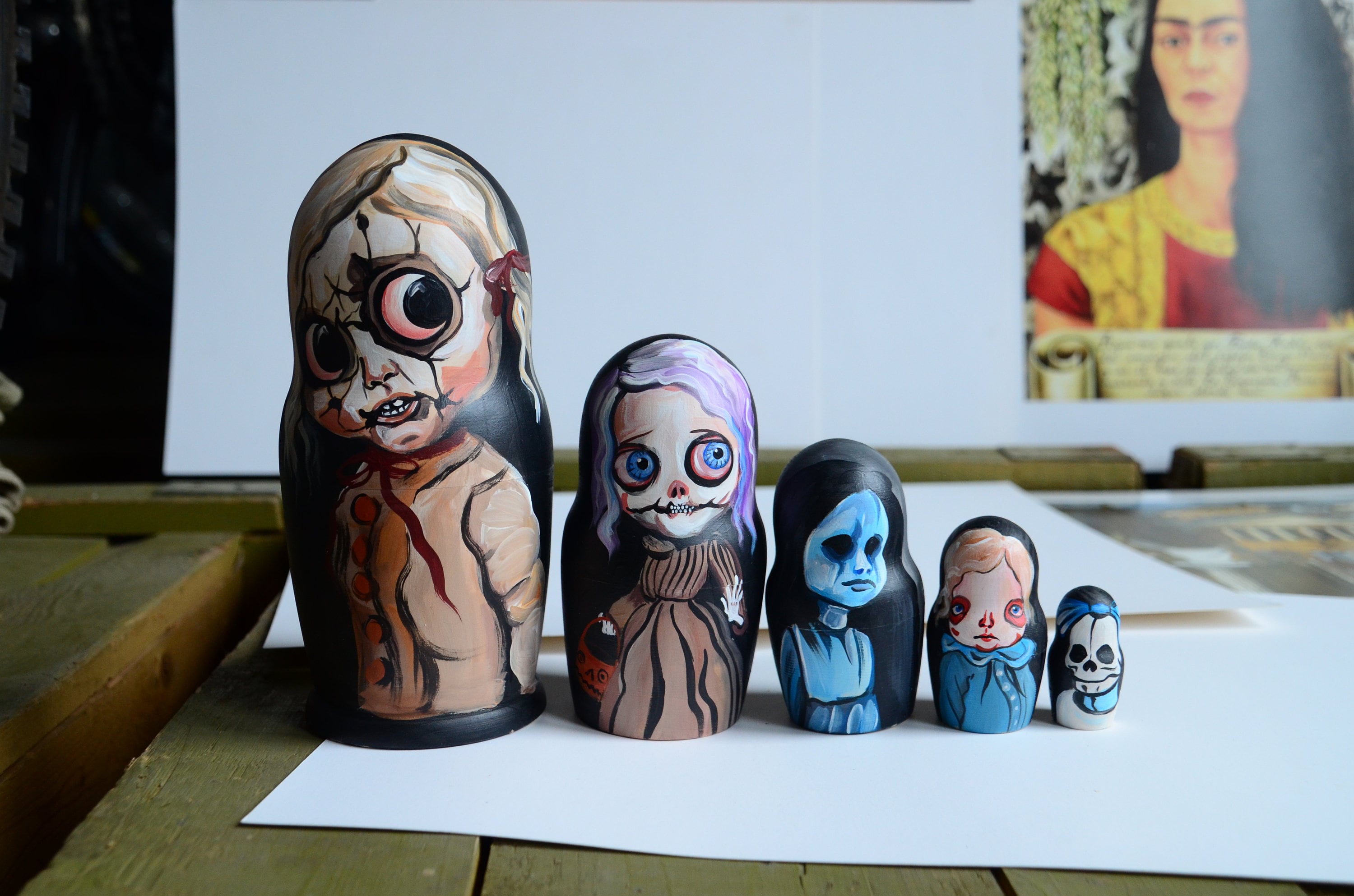 Russian matryoshka Creepy girls Russian nesting doll 5 pcs | Etsy