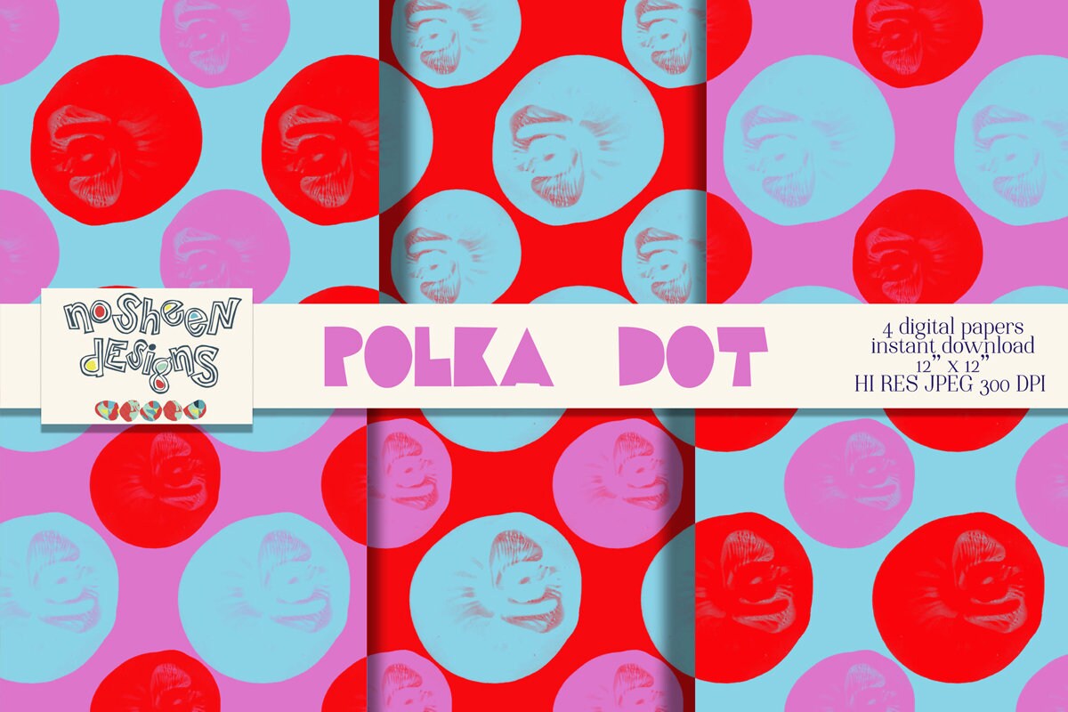 Seamless Polka Dot Design 12x12 Digital Pattern Paper in Berry Red ...