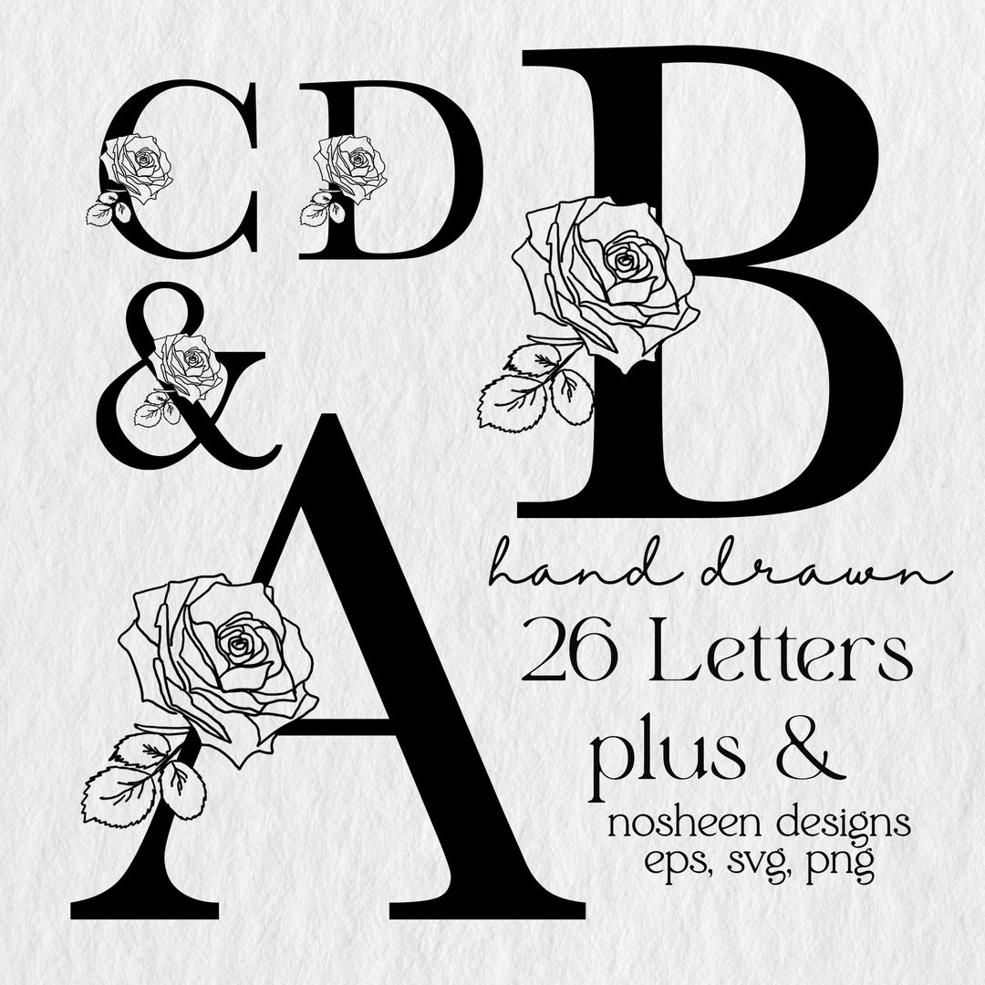 Elegant Flower Alphabet Clipart - Flourish Monogram PNG/SVG for Wedding ...