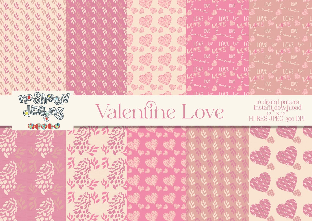 Charming Love Lettering Digital Paper - 12x12 Seamless Pattern for ...