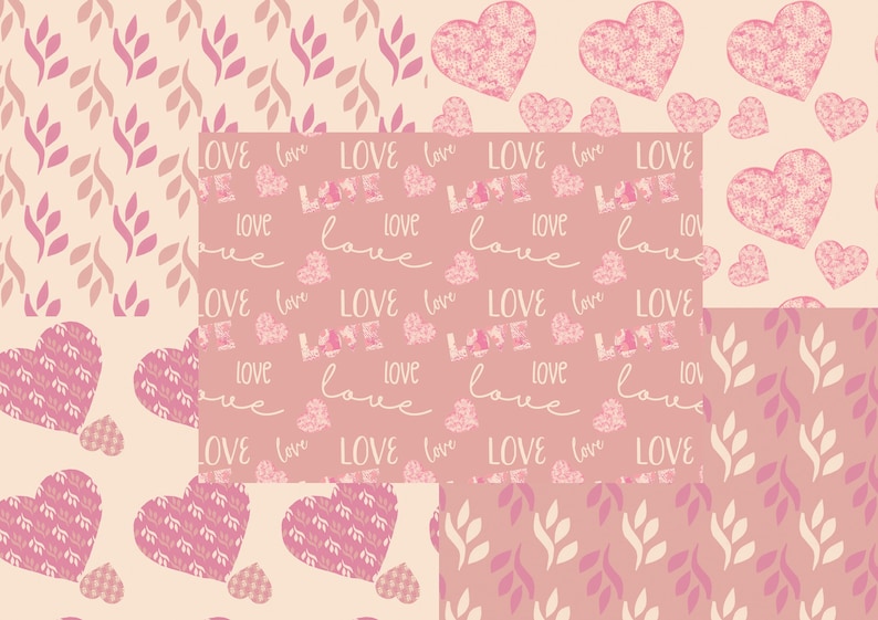 Charming Love Lettering Digital Paper - 12x12 Seamless Pattern for ...