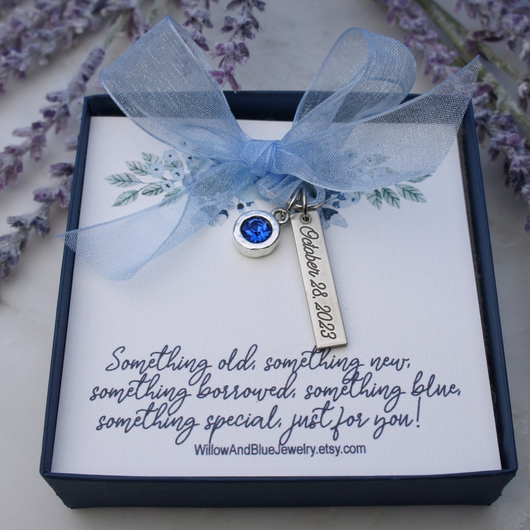 Something Blue for Bride Bouquet, Sapphire Engraved Bride Gift From Mom ...