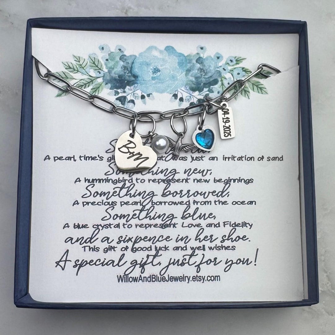 Bridal Shower Gift Unique, Something Blue Bracelet, Newly Engaged Gift ...