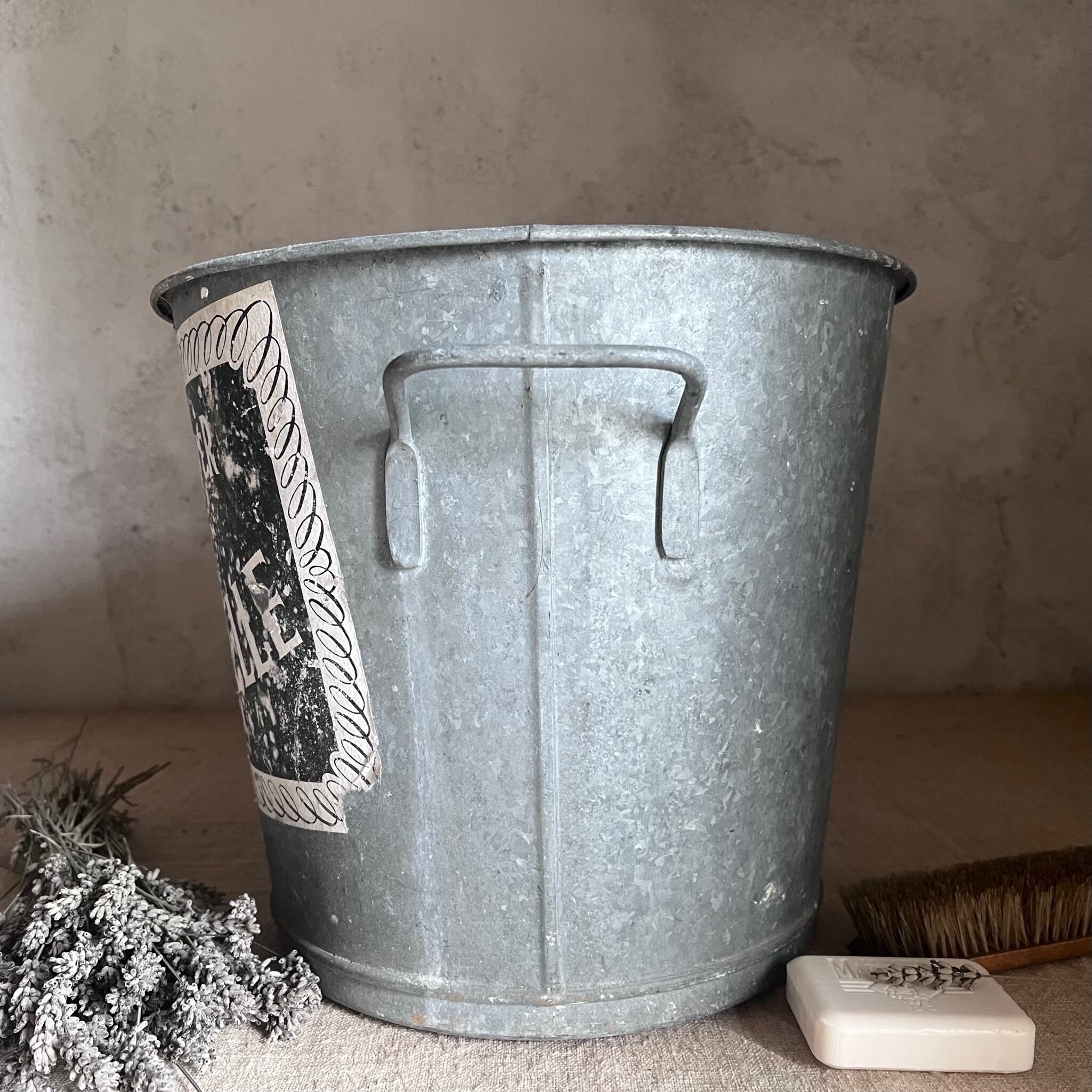 Antique French Large Zinc Laundry Basin Bucket With Handles. - Etsy