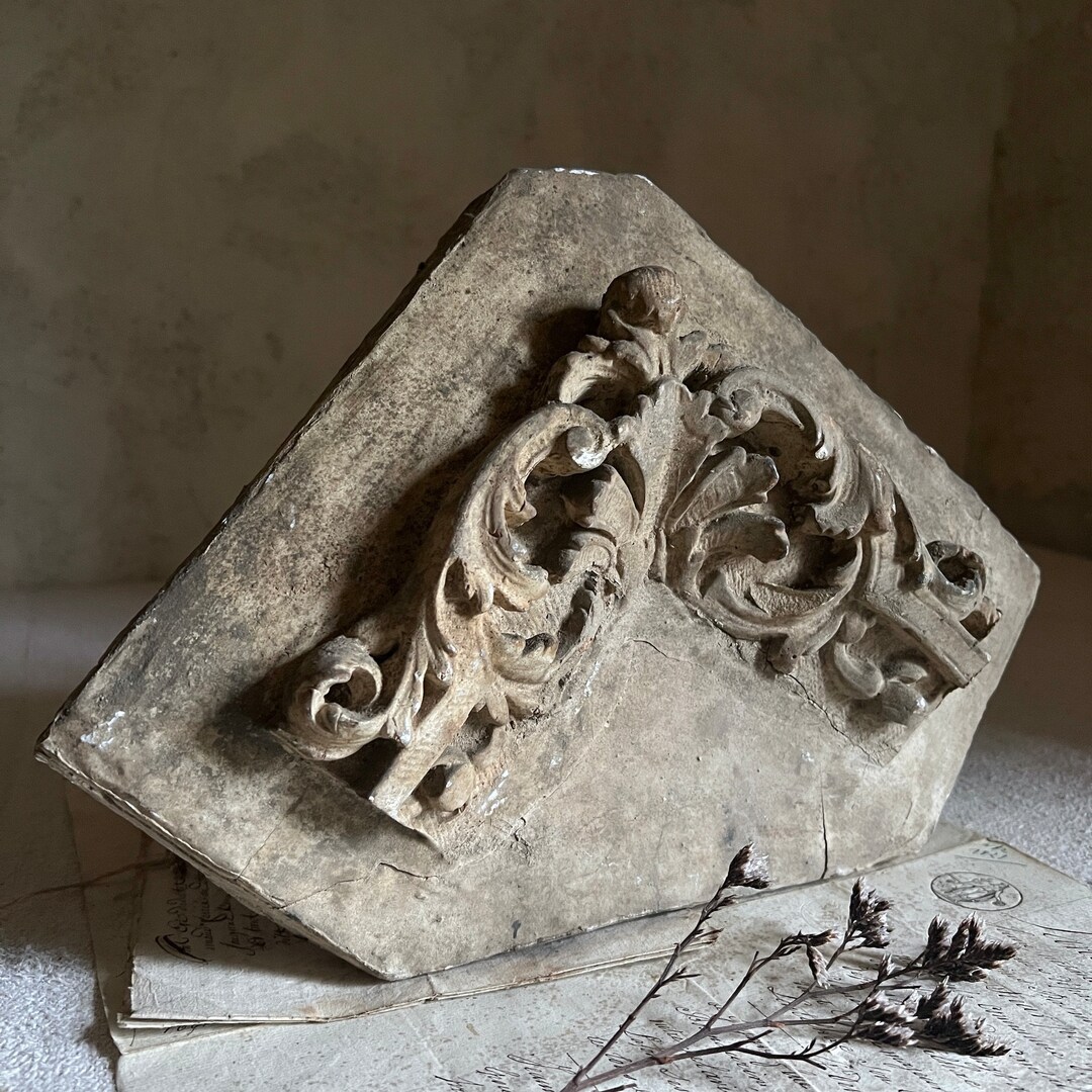 Antique French Ornament Pediment Plaster Wood Architectural Molding ...