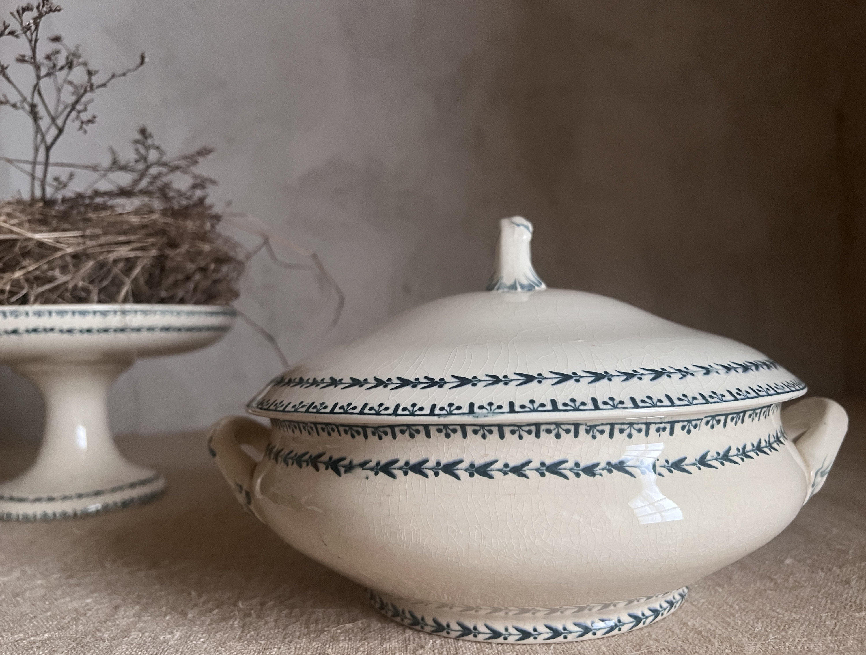 Antique French Vegetable Tureen. Vegetable Covered Dish. Emerald ...