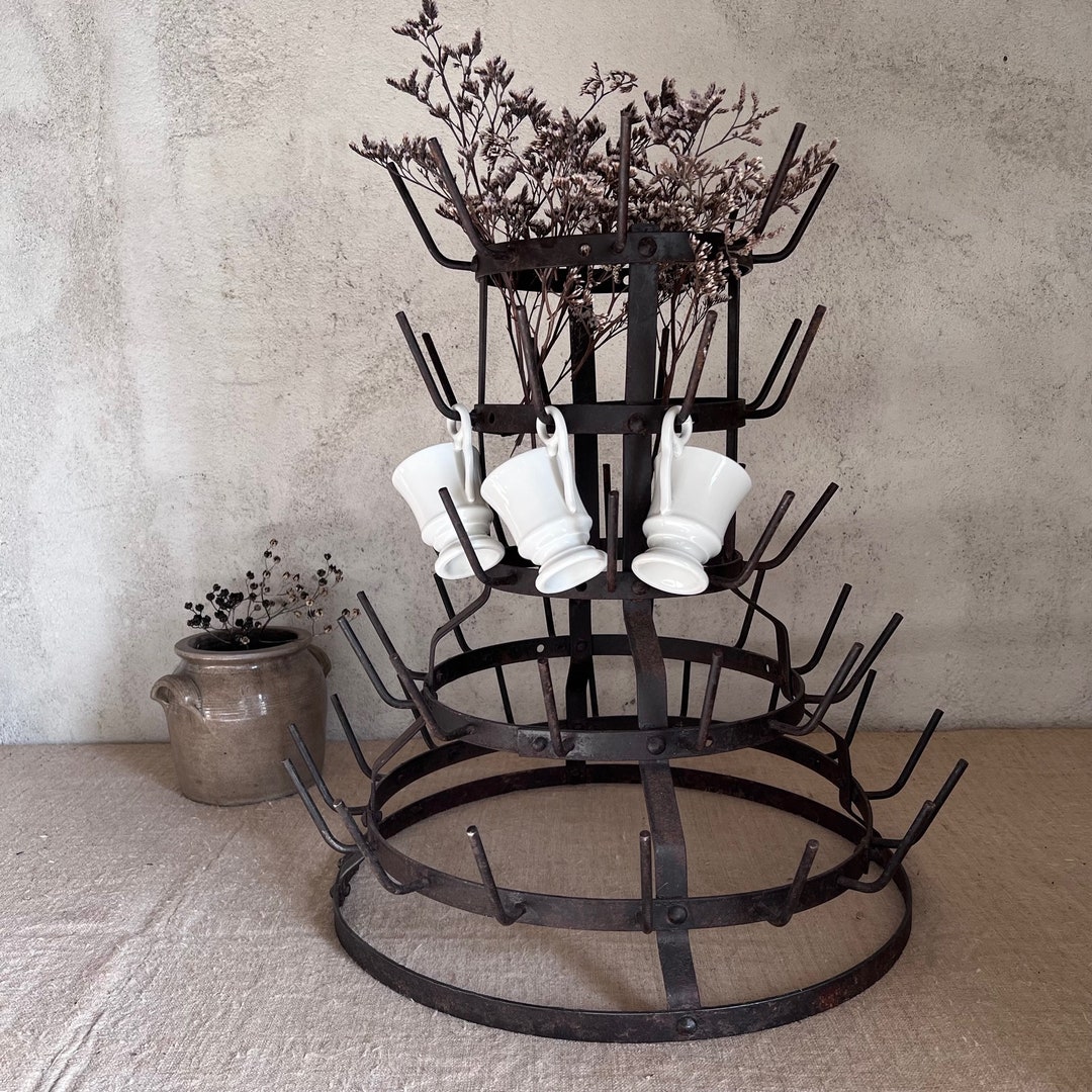 Antique French Metal Bottle Drying Rack. Bottle or Cup Holder. - Etsy