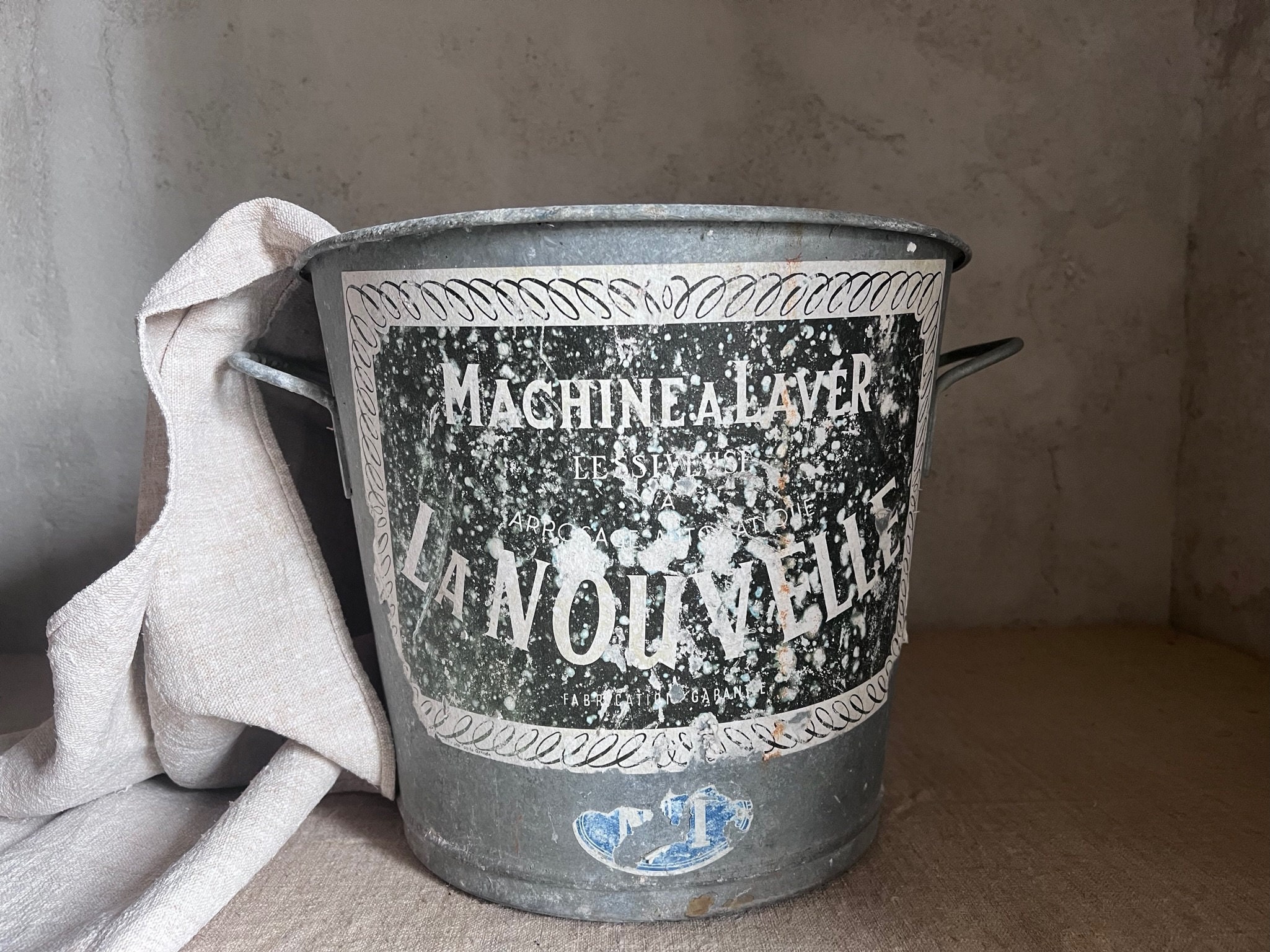 Antique French Large Zinc Laundry Basin Bucket With Handles. - Etsy