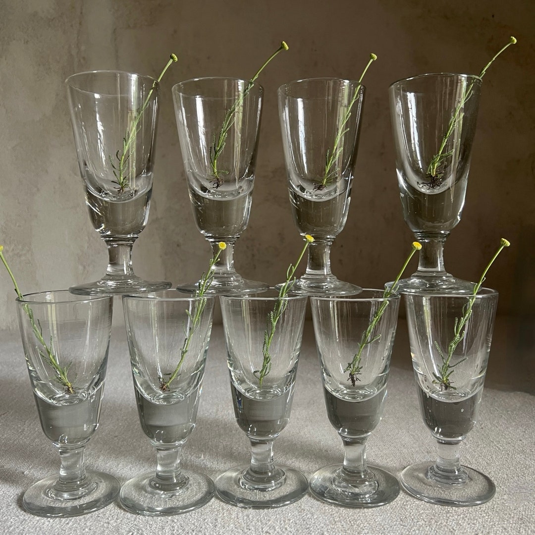 9 Antique French Absinthe Glasses France 19th Century Mouth Blown Glass ...