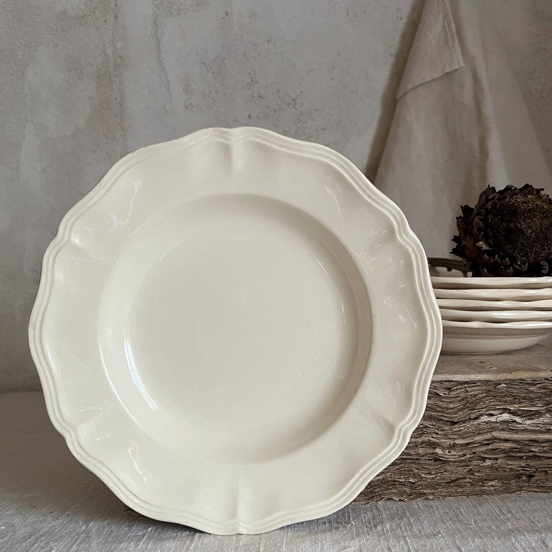 6 Antique French off White Plates Hollow Soup Plates DIGOIN ...