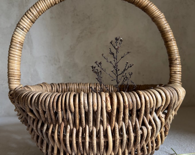 Antique French Wicker HAZEL Basket France 1930s - Etsy