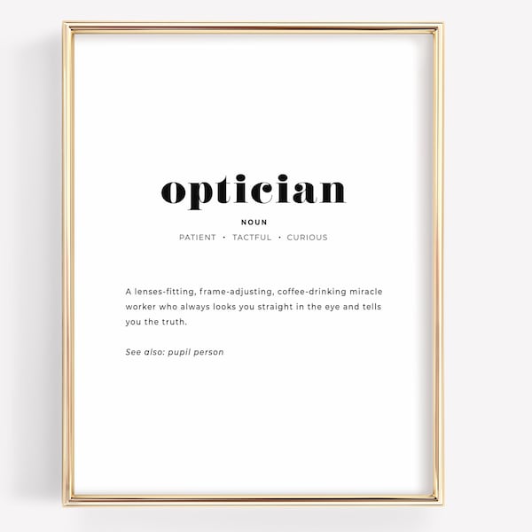 Optician Definition Poster - Etsy