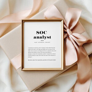 SOC Analyst Definition Printable Wall Art | Gift for Cybersecurity ...