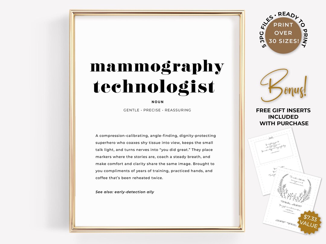 Mammography Technologist Definition Print, Printable Gift for Mammo ...