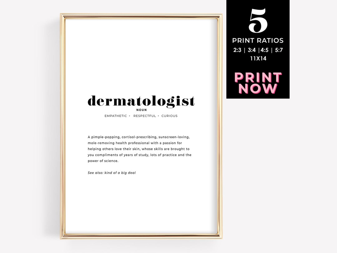 Dermatology Wall Art Office Decor, Dermatologist Definition Poster ...