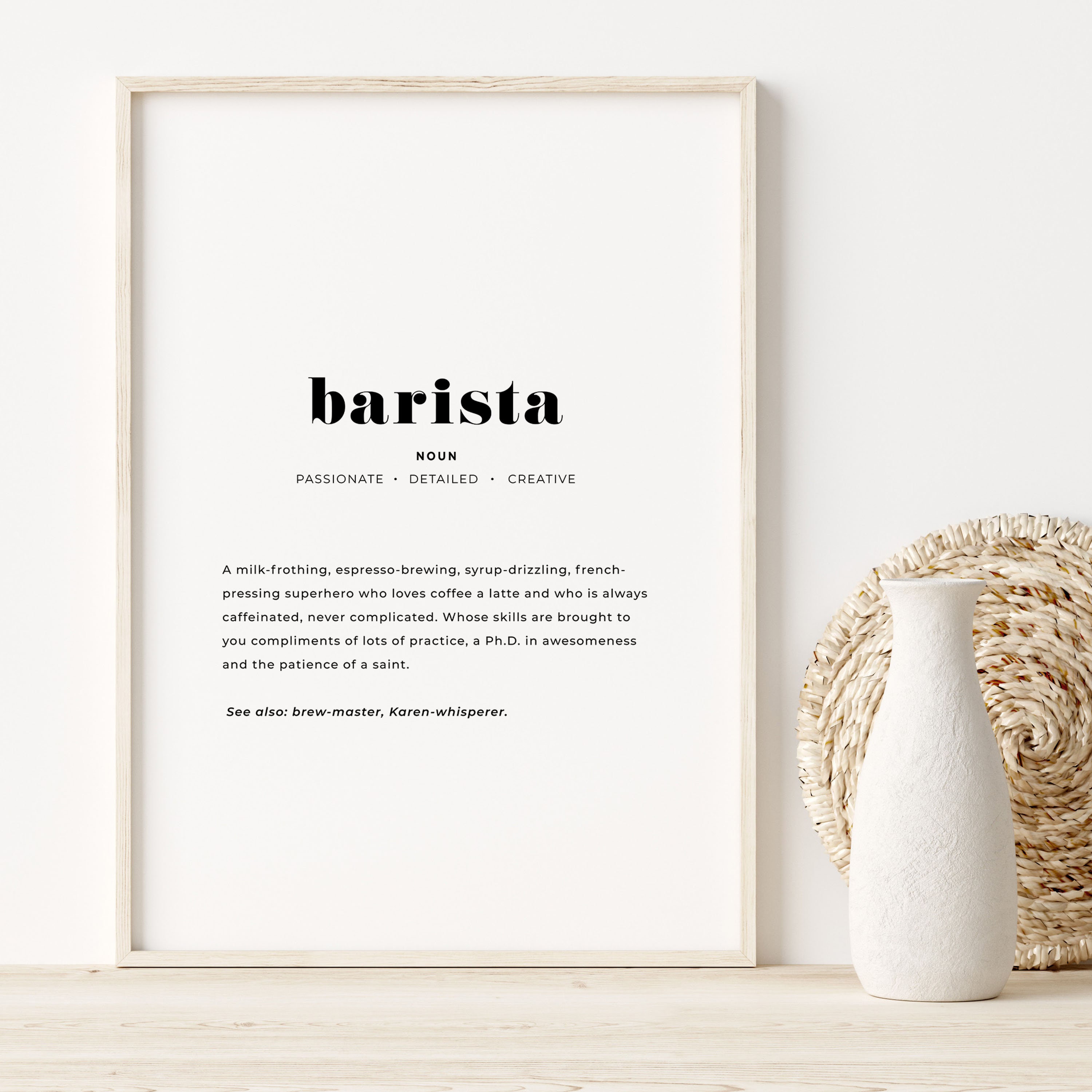 Coffee Shop Decor, Barista Definition PRINTABLE Coffeehouse Print, Cafe ...