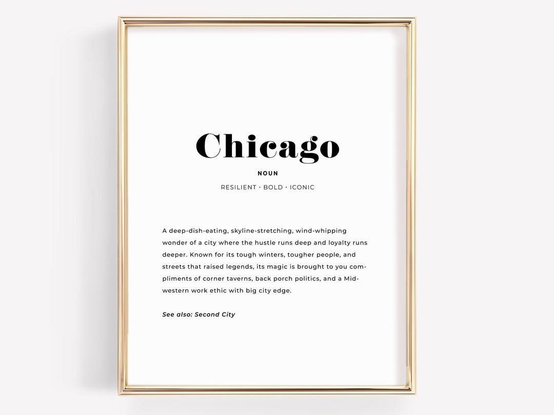 Chicago Definition Printable Wall Art | Illinois City Poster | Gift for ...
