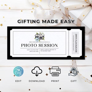Photo Session Gift Voucher, Editable Photography Coupon Template ...