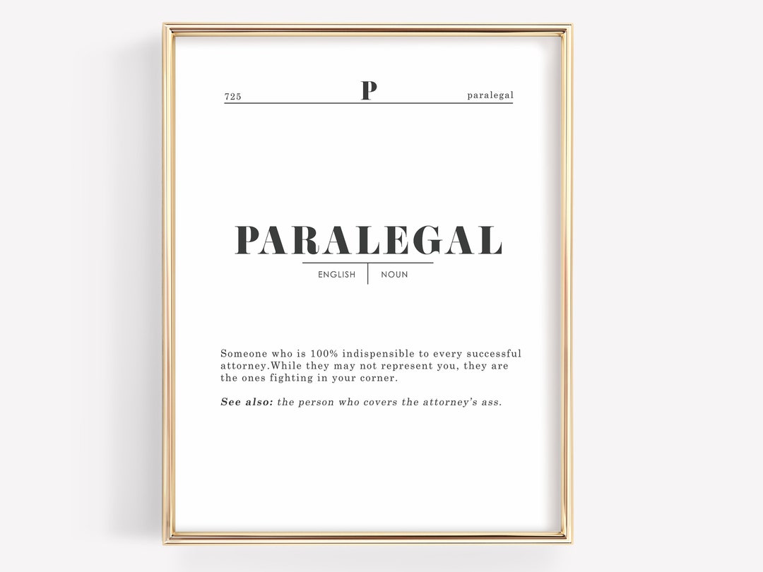 Paralegal Office Decor Definition Print, Legal Assistant Wall Art, Law ...