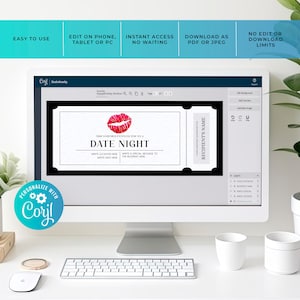Editable Date Night Gift Voucher: Romantic Couple's Gift (8.25 X 3.5 ...