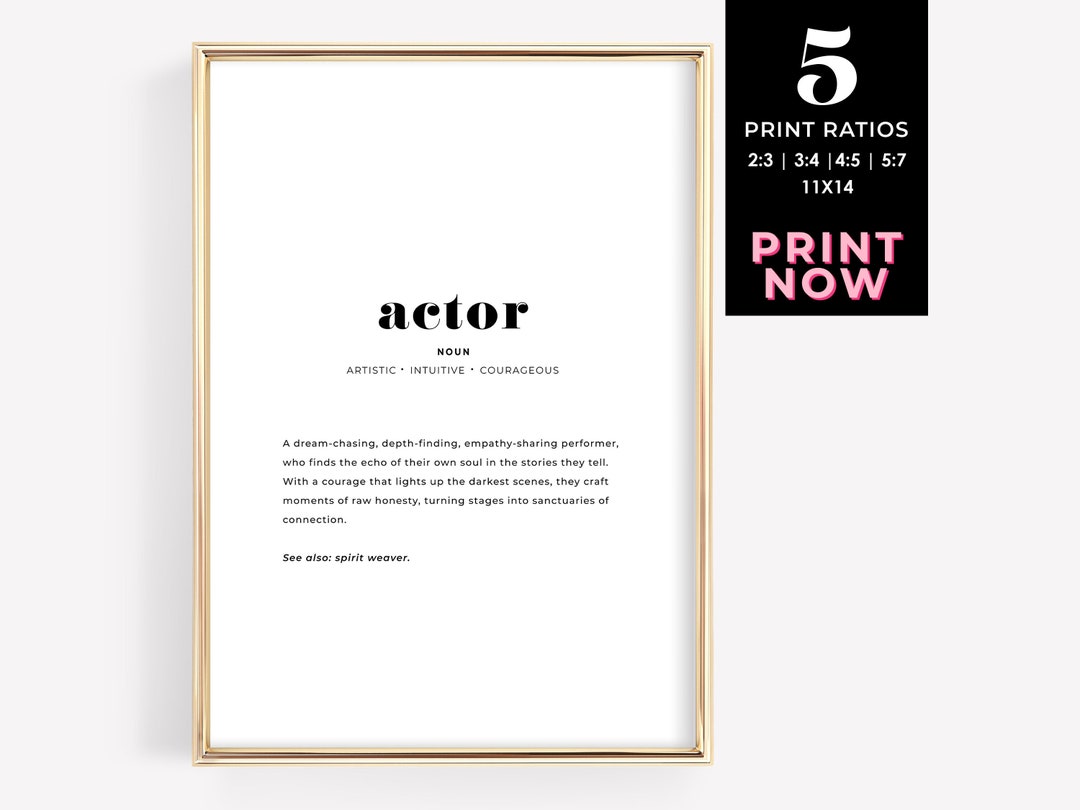 Actor Definition Wall Art Printable Gift for Theater Enthusiasts, Drama ...