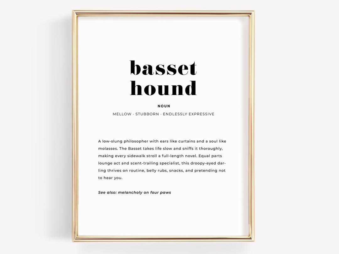 Basset Hound Definition Print, Funny Dog Wall Art for Basset Lovers ...
