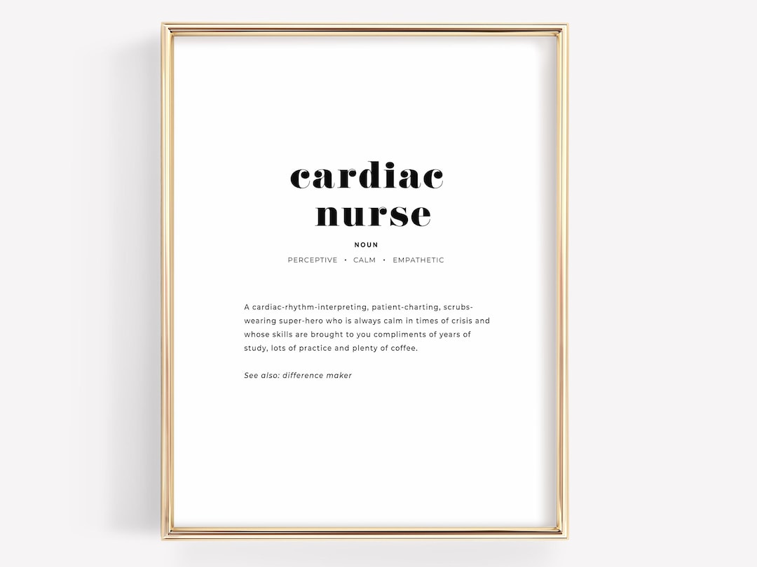 Cardiac Nurse Definition Wall Art, Cardiac Nurse Print, Cardiology RN ...