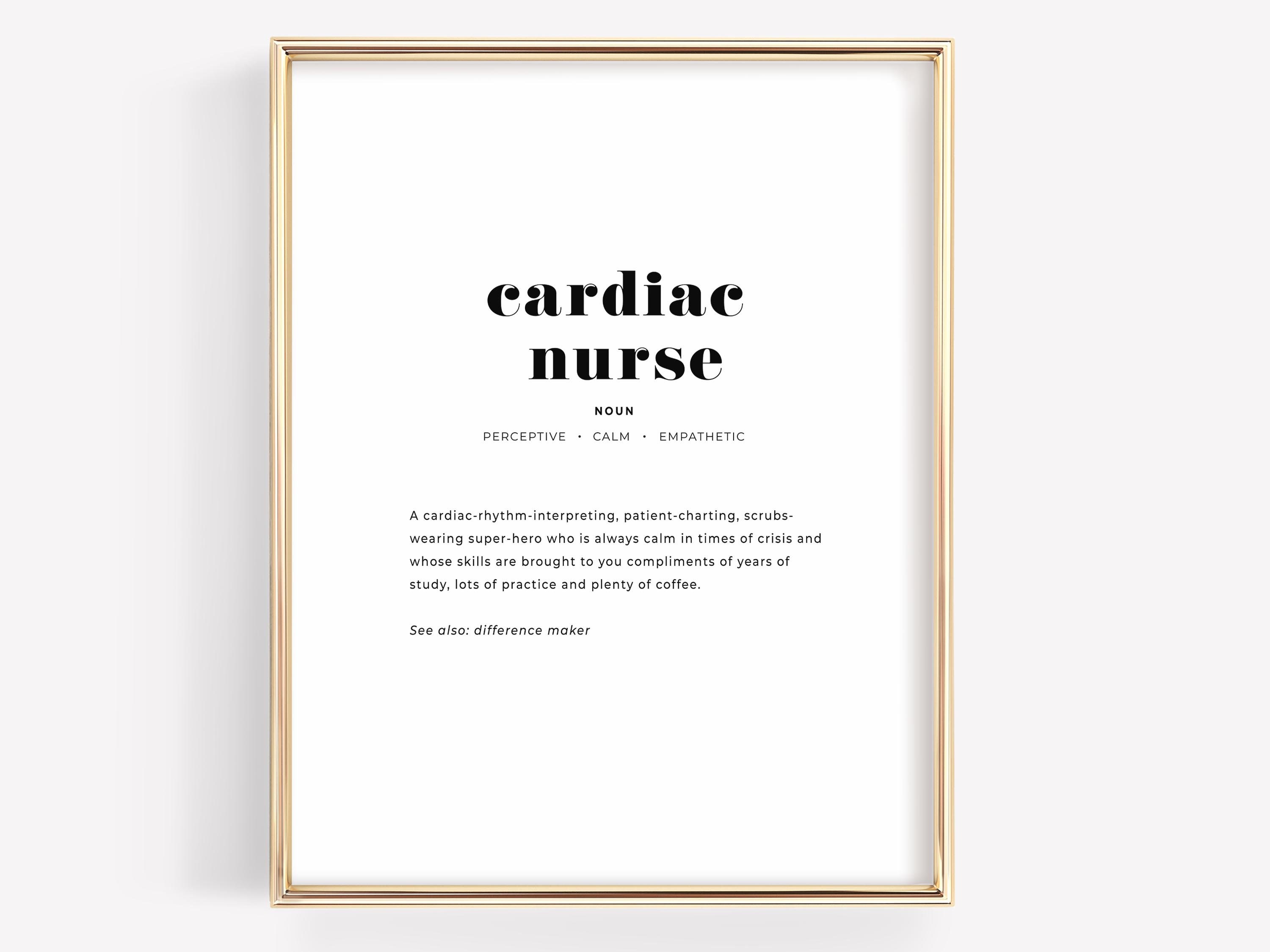 Cardiac Nurse Definition Wall Art, Cardiac Nurse Print, Cardiology RN ...