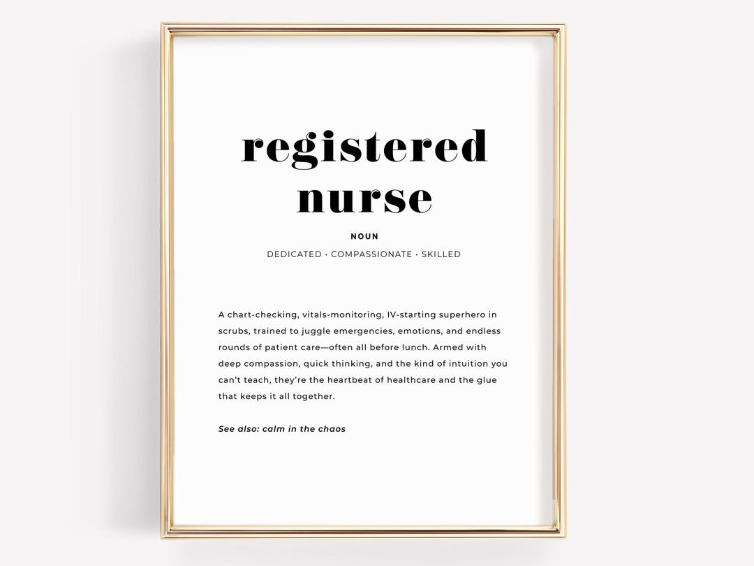 Registered Nurse Definition Printable Wall Art, RN Office Decor Gift ...