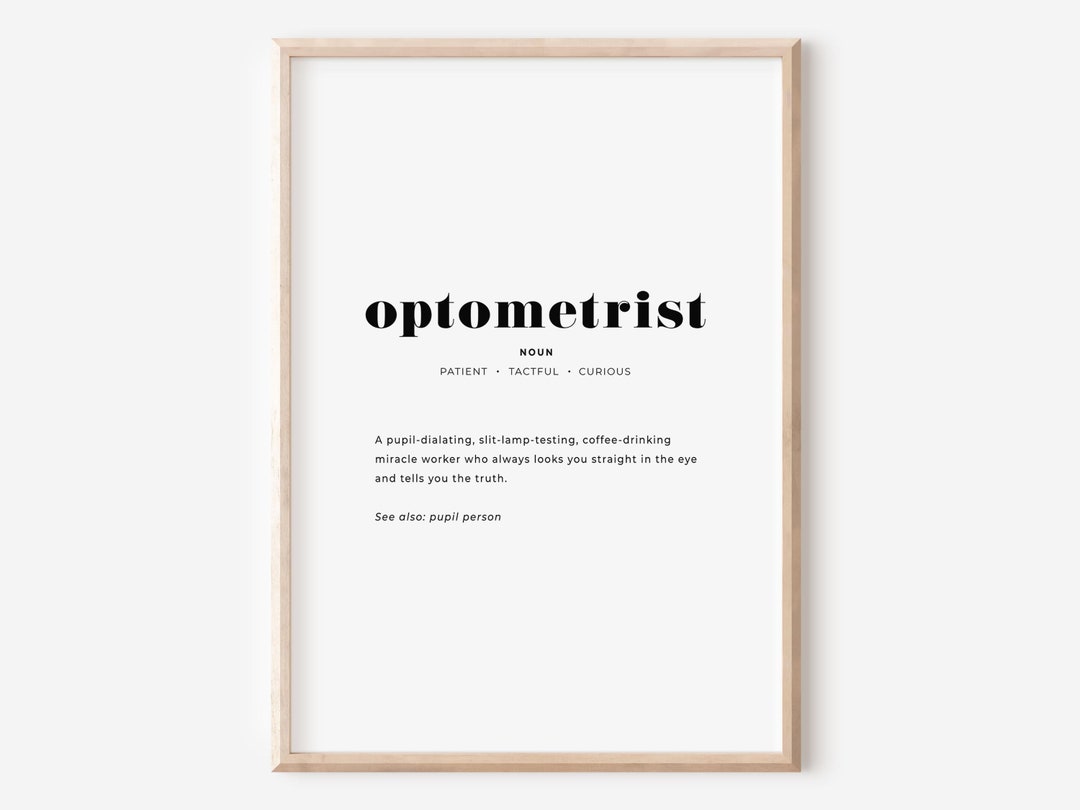 Optometrist Definition Poster, Printable Optometry Decor for Office ...