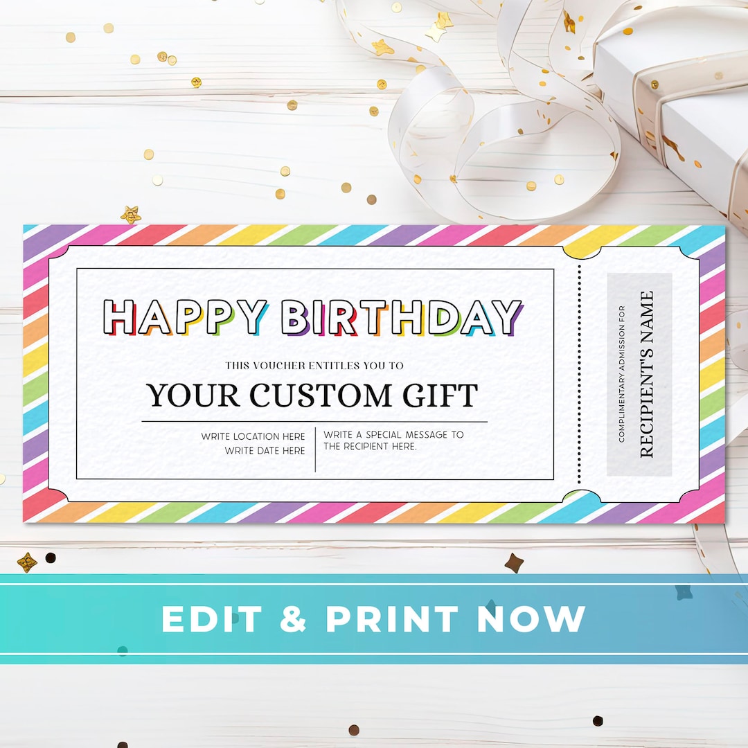 Happy Birthday Gift Voucher, Editable Birthday Coupon Template ...