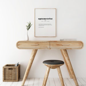Optometrist Definition Poster, Printable Optometry Decor for Office ...
