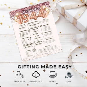 Pink 79th Birthday Facts Poster, Born in 1944 Trivia Print, What ...