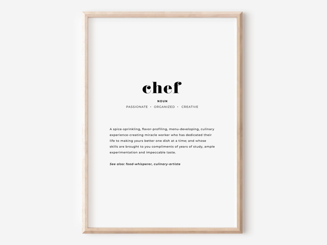 Chef Definition Print Wall Art Restaurant Chef Poster Gifts - Etsy
