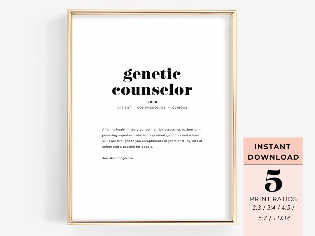Genetic Counselor Poster Gift, Definition Print, DNA Genetics Art ...