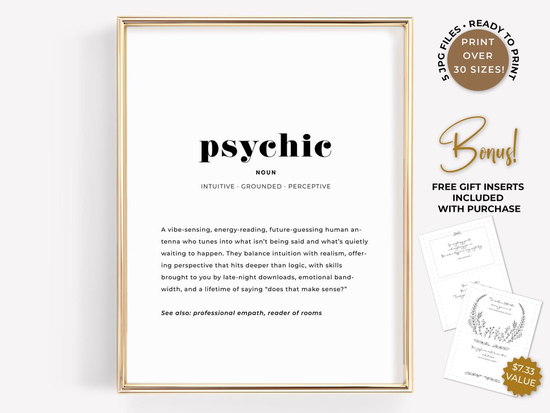 Psychic Definition Print, Clairvoyant Wall Art, Spiritual Decor, Mystic ...