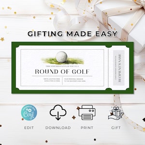 Editable Golf Gift Voucher, Golf Themed Experience Gift for Him ...