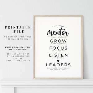 Mentor Appreciation Gift Printable Sign, Mentor Thank You Gift ...