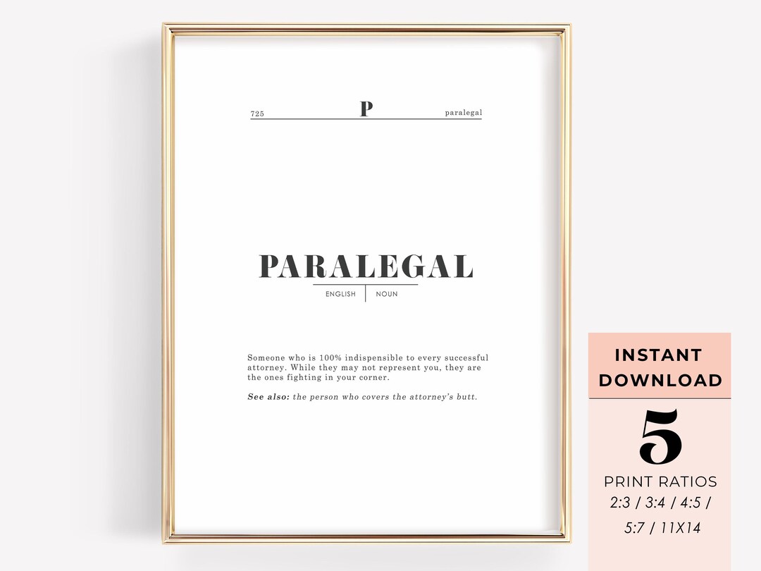 Paralegal Office Decor Definition Print Legal Assistant Wall - Etsy