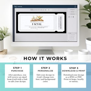 Facial Gift Voucher Template, Editable Spa Day Gift Card for Her ...