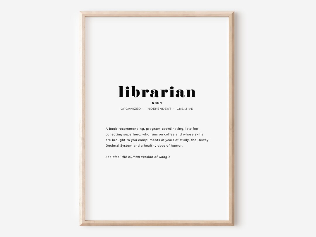 Librarian Definition Print, School Library Wall Decor, Printable Gift ...