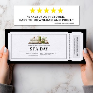 Spa Day Gift Voucher, Editable Spa Coupon Template, Surprise ...