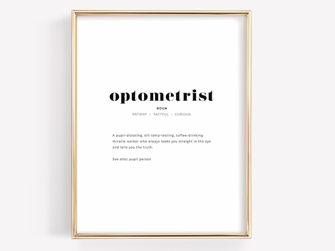 Optometrist Definition Poster, Printable Optometry Decor for Office ...