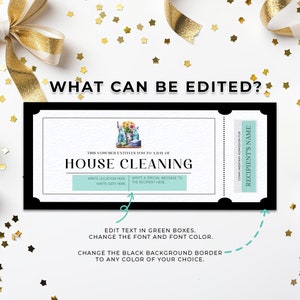 House Cleaning Gift Certificate, Editable Gift Voucher, DIY Anniversary ...