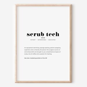 Scrub Tech Definition Print Surgical Tech (Instant Download) - Etsy