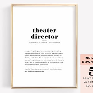 Theater Director Definition Print, Stage Director Gift, Theatre ...